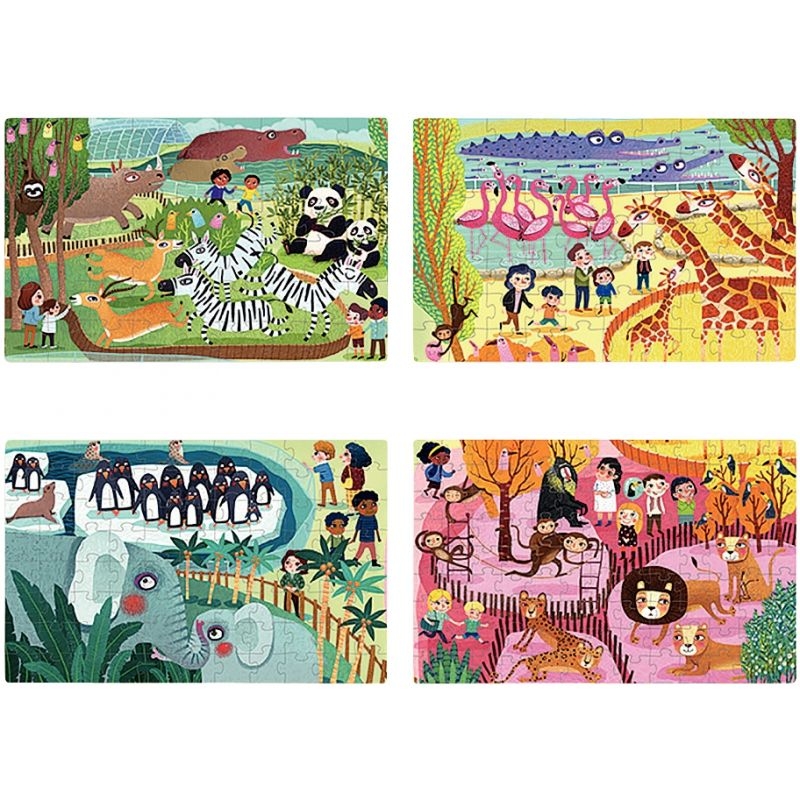 Coffret de 4 puzzles progressifs, les animaux du zoo | MilBulles