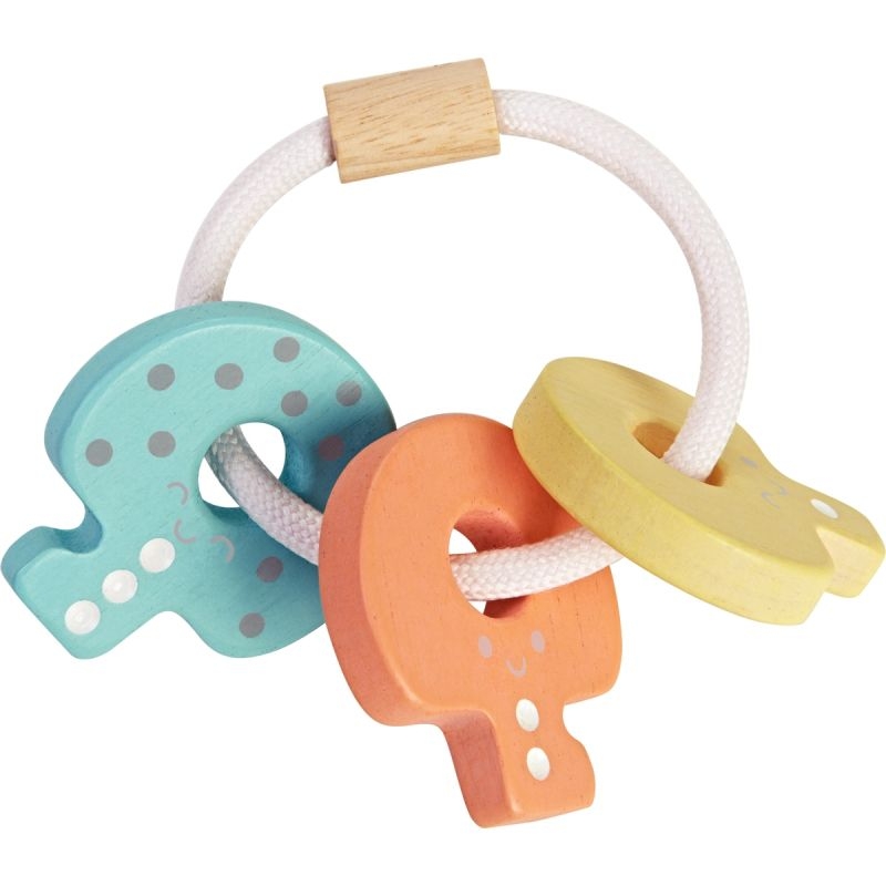 Hochet en bois pastel 3 clés PLANTOYS | MilBulles