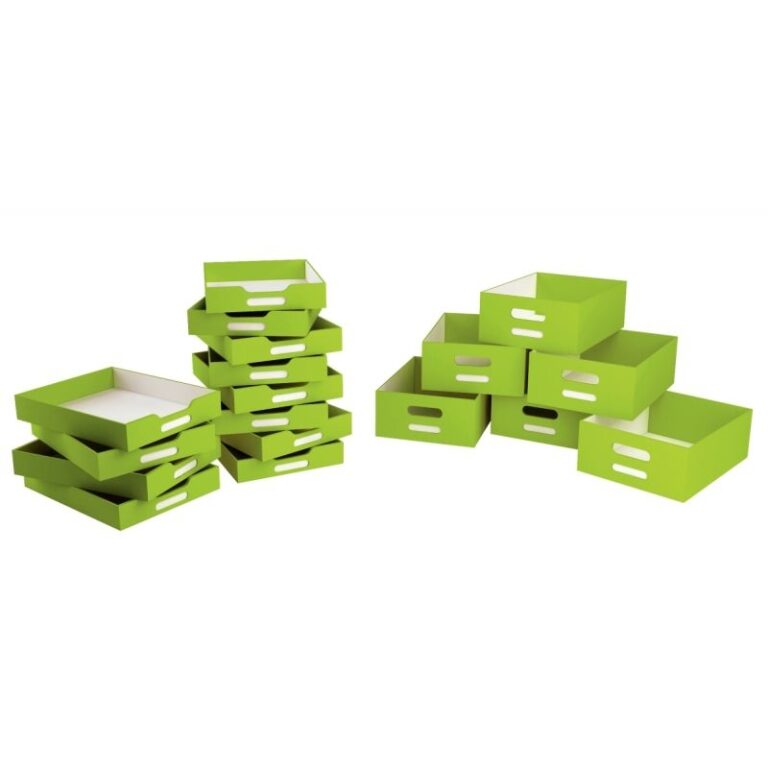 Lot de 12 bacs vert petits modèle en carton | MilBulles