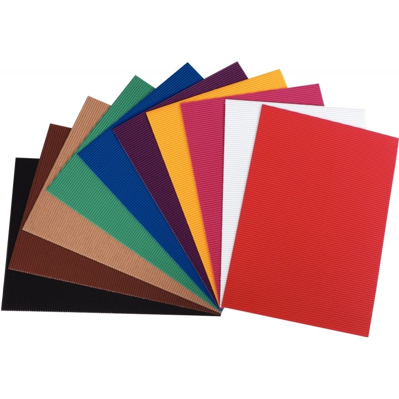 Paquet de 10 feuilles de carton ondulé coloris assortis format 25 x 35 ...