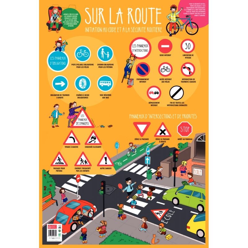 Poster Pédagogique en PVC 76x52cm, le code de la route | MilBulles