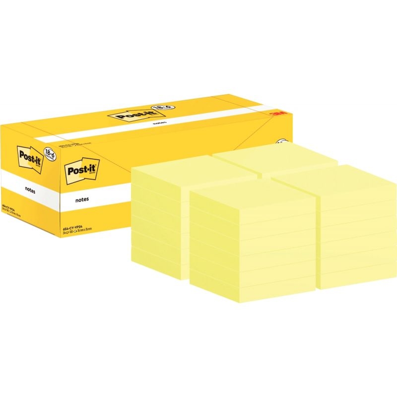 Boite de 24 blocs post-it format 76x76mm coloris jaune dont 6 gratuits ...