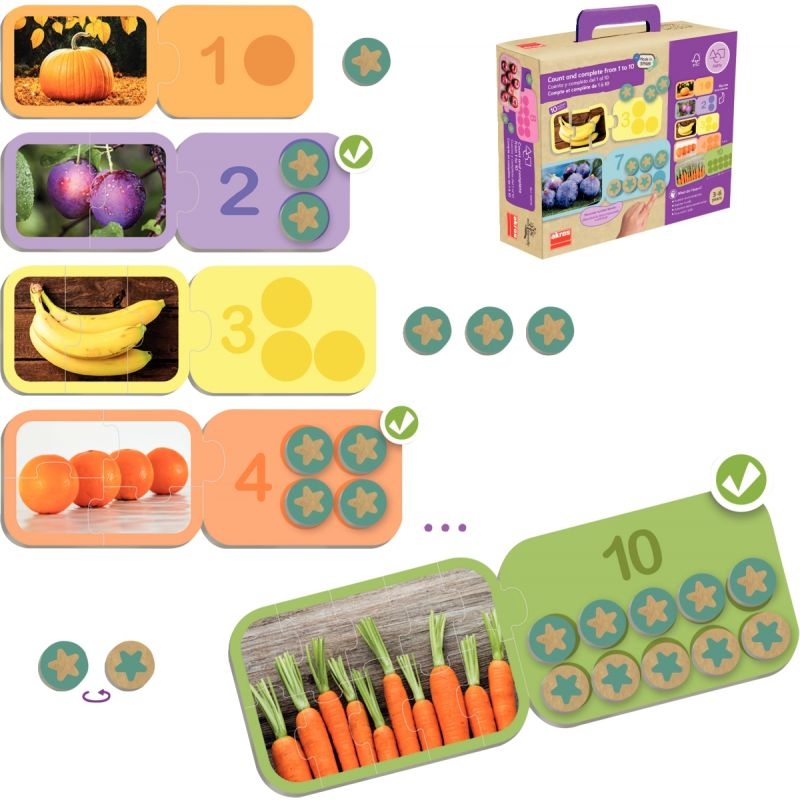 Boite de 10 puzzles progressifs, apprendre à compter de 1 à 10 | MilBulles