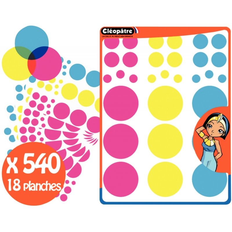 Pochette de 540 gommettes cercle chromatique assorties | MilBulles